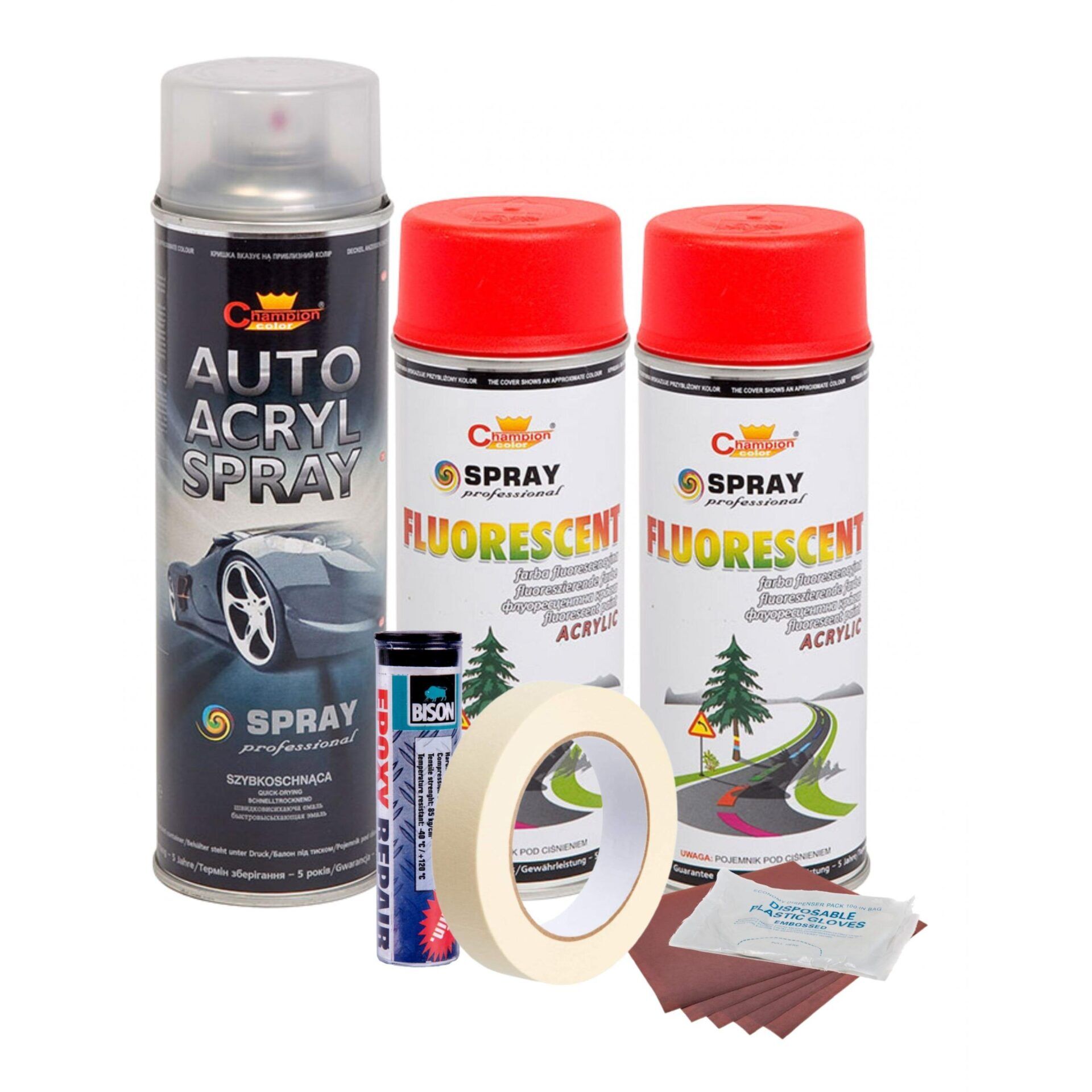 Kit complet reparatie si vopsire jante culoare Rosu Fluorescent, V2 ...