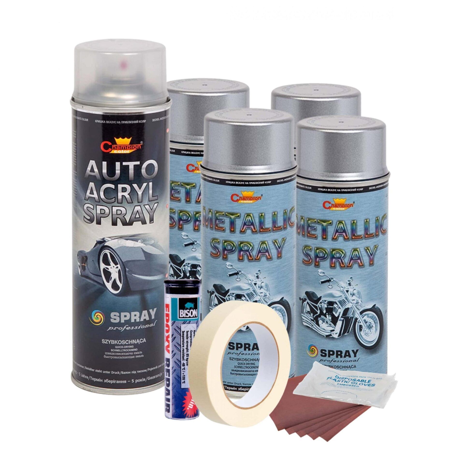 Kit complet reparatie si vopsire jante culoare Argintiu Metalizat, V4 ...